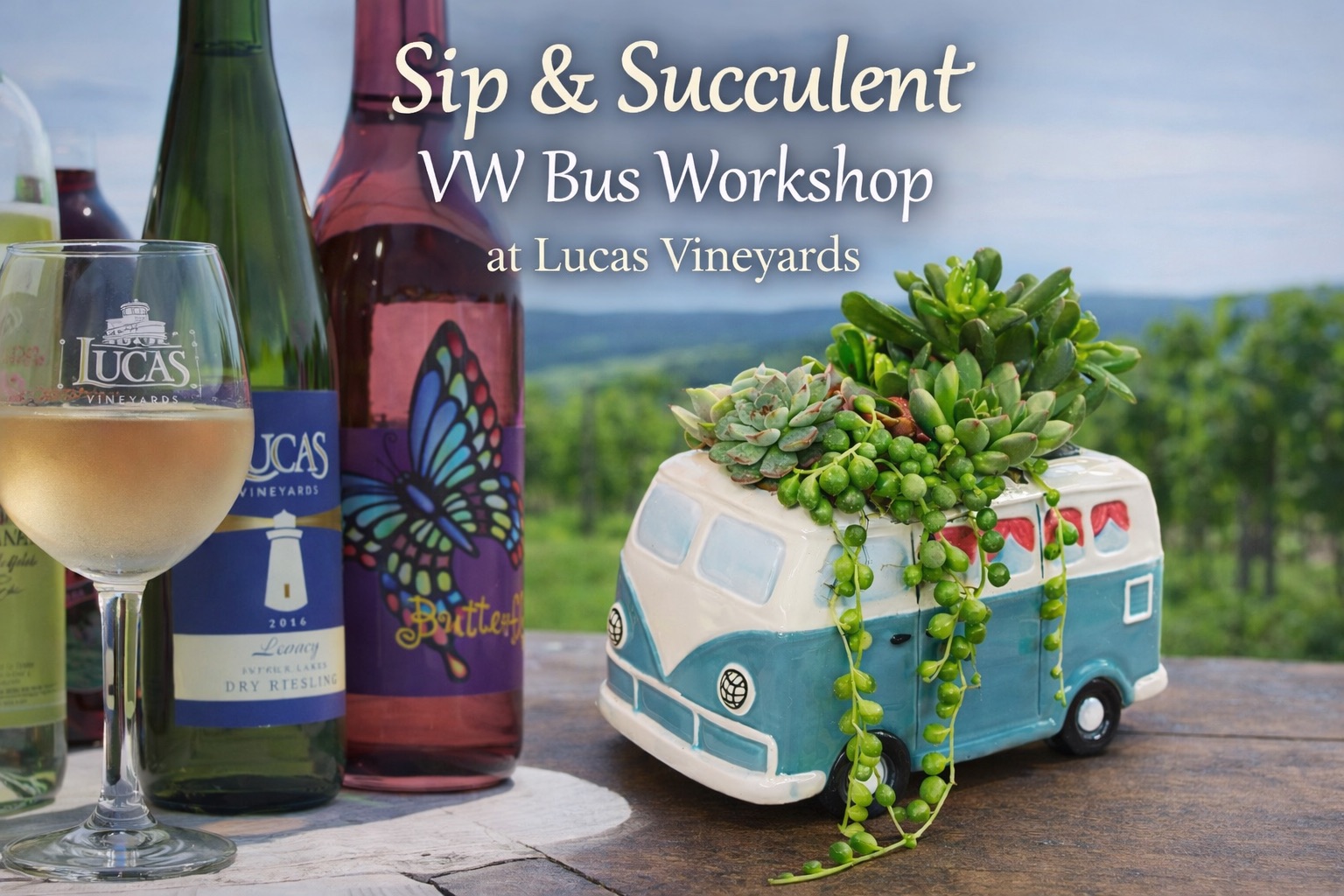 Sips & Succulent - VW Bus GardenWorkshop - Lucas Vineyards